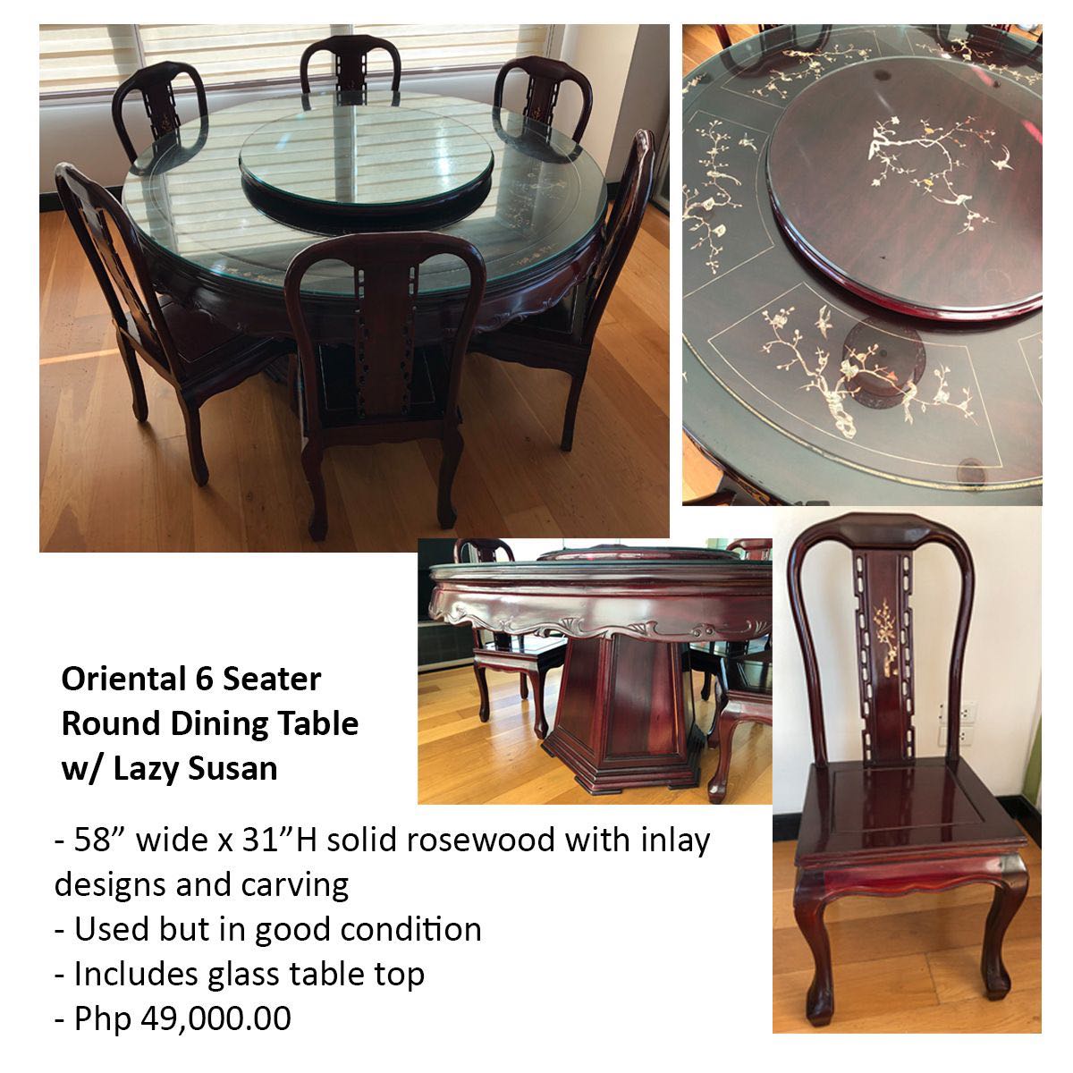 Oriental 6 Seater Round Dining Table w/ Lazy Susan, Furniture & Home ...