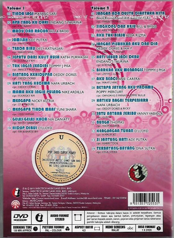Pop Indo Super Power 2DVD Karaoke Original Artist Mayang Sari Endang S. Taurina Bill & Brod Ade ...