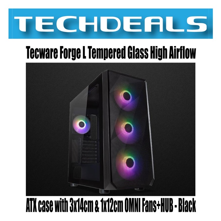 Tecware Forge L Tempered Glass High Airflow ATX case with 3x14cm ...