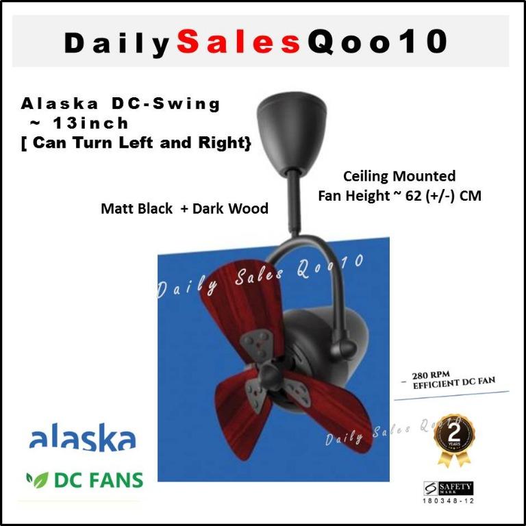 Alaska DC-Swing Ceiling Fan 13inch +6-SPEED Remote control -Super windy ...