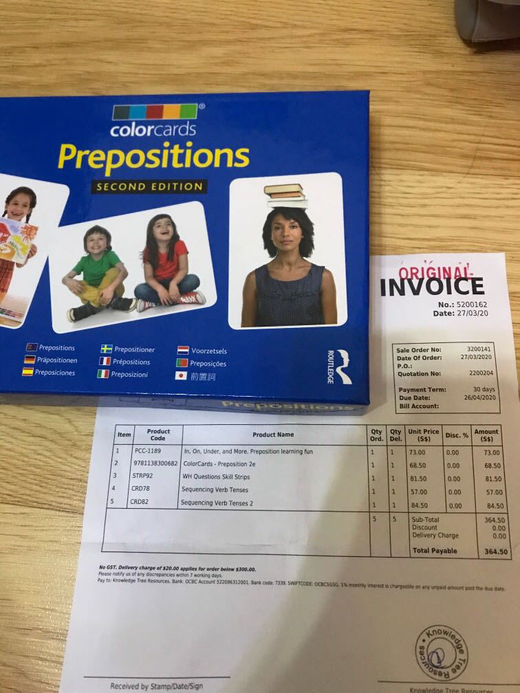 Colorcards preposition, Hobbies & Toys, Books & Magazines, Assessment ...