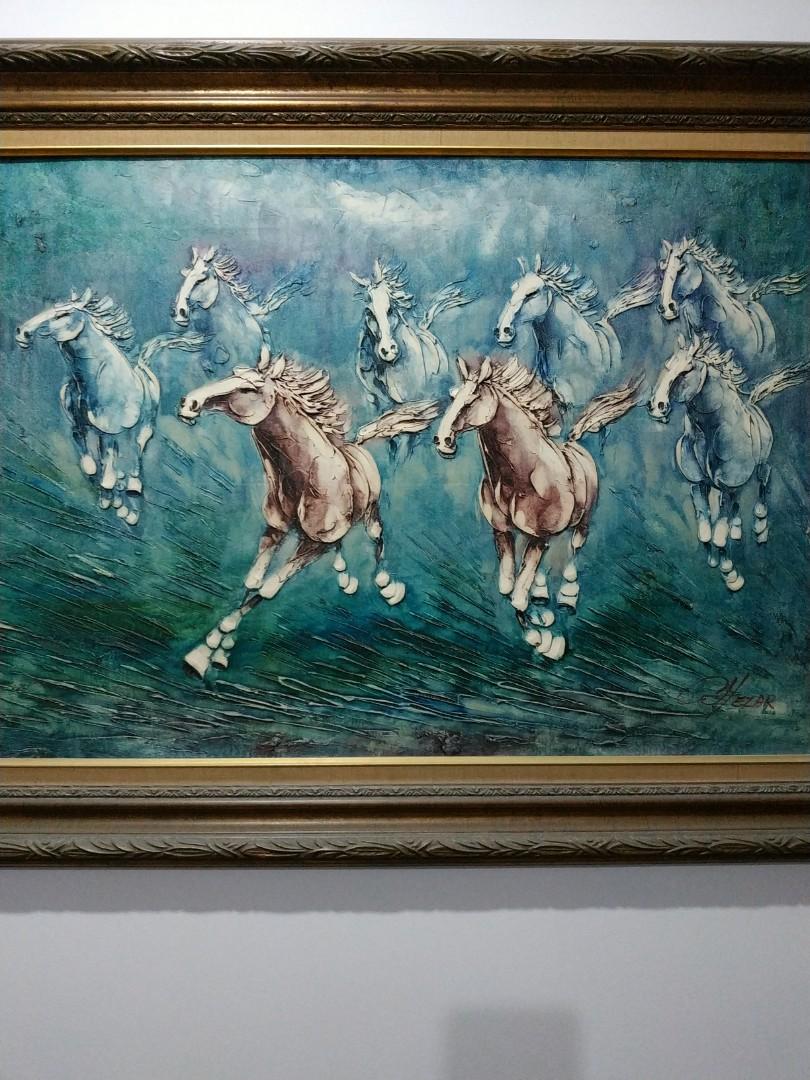 Boris CHezar 8 Horses Oil Painting, Hobbies & Toys, Stationery & Craft ...