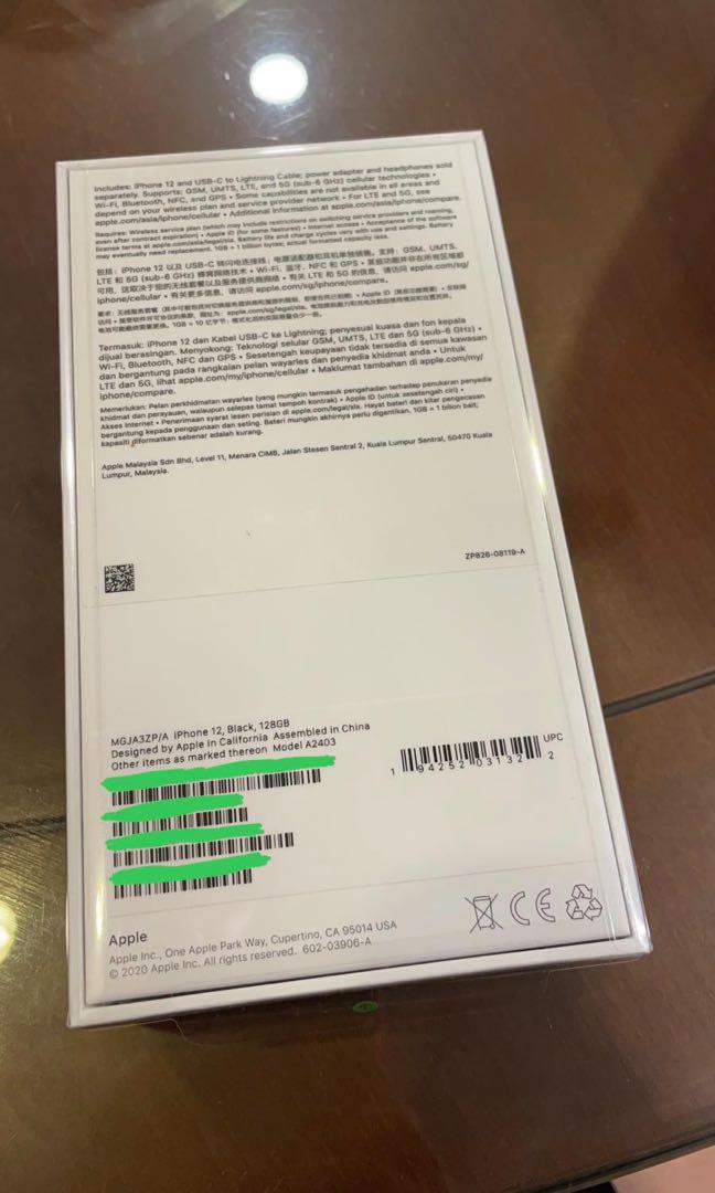 iPhone 12 Black 128GB BNIB Original Seal Intact, Mobile Phones ...