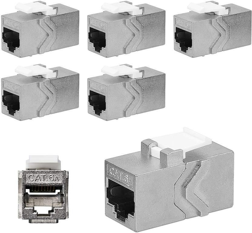 kwmobile CAT6A Network Cable Coupler (Pack of 6) - CAT6A Shielded Keystone Module Jacks ...