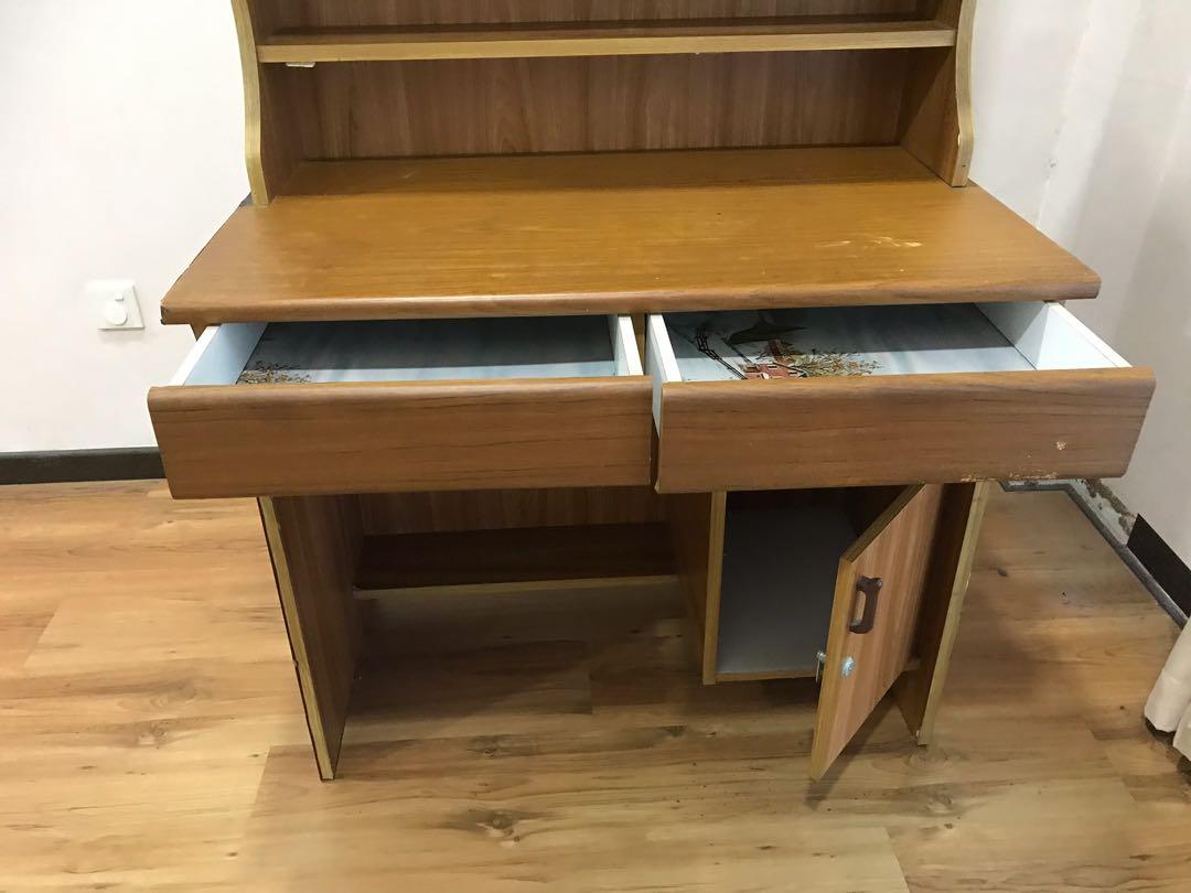 Preloved study desk with drawers and cabinet to give away, Furniture ...