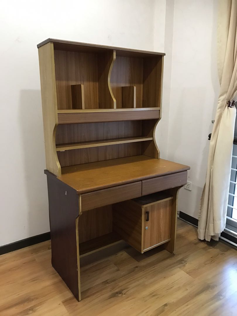 Preloved study desk with drawers and cabinet to give away, Furniture ...