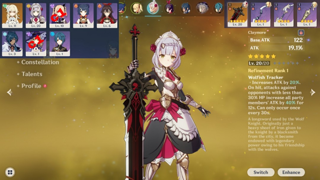 (STARTER ACCOUNT #10) Noelle + Wolf's Grave Stone (WGS) AR 14 Genshin ...