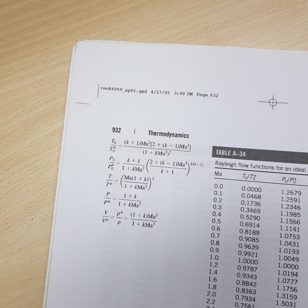 Thermo fluids/Thermodynamics/ Property Table/ MA2003/MA2007, Books ...