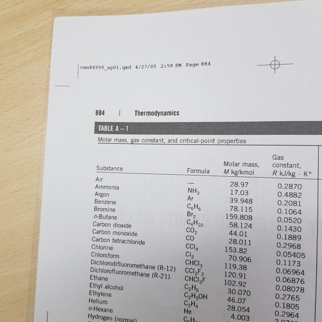 Thermo fluids/Thermodynamics/ Property Table/ MA2003/MA2007, Books ...