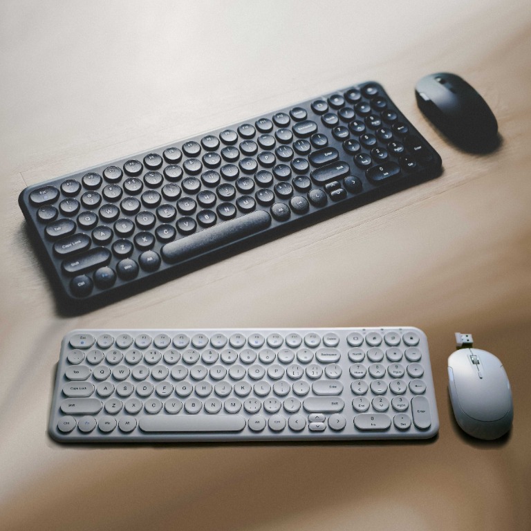 Wireless round keys Keyboard & Mouse Rechargeable Silence BOW Retro ...