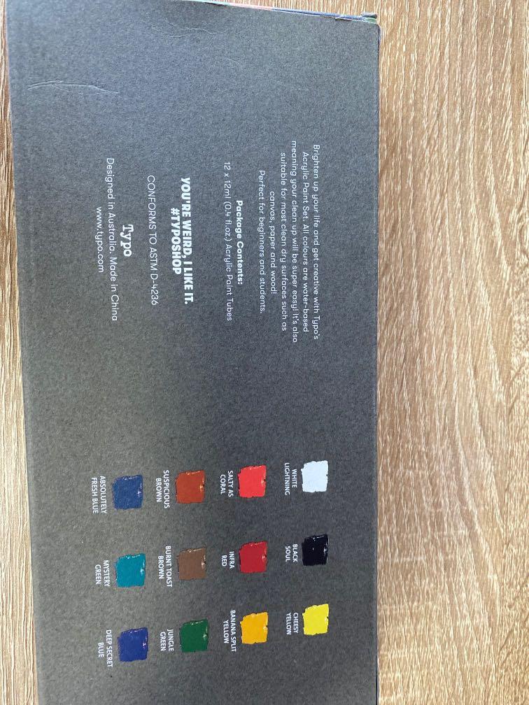 Acrylic paint set typo colour 12, Hobbies & Toys, Stationery & Craft ...