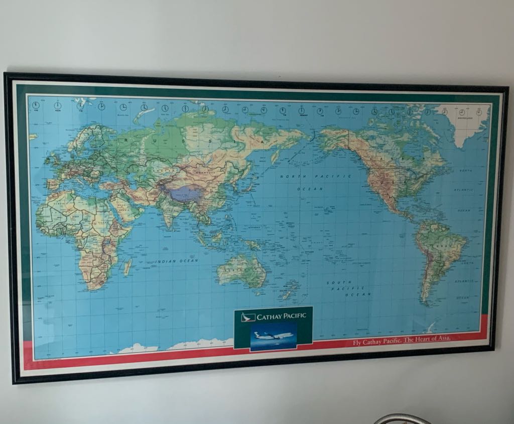 Cathay Pacific World MAP with Frame, Hobbies & Toys, Memorabilia ...