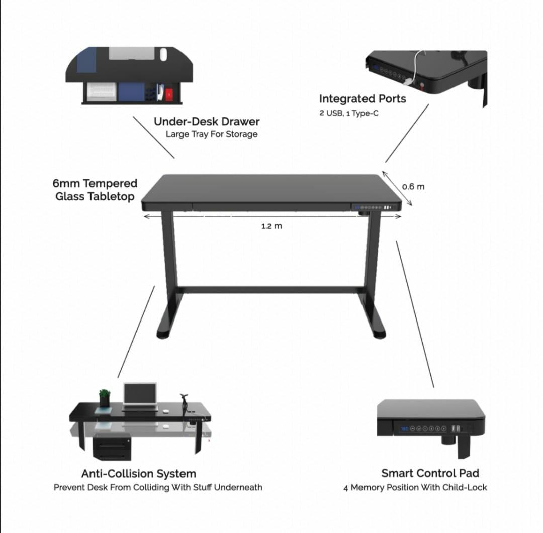 Electric Study Table (Stand-sit), Furniture & Home Living, Furniture ...