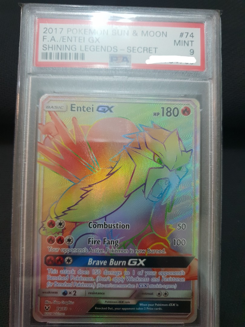 Entei GX rainbow rare PSA9, Hobbies & Toys, Toys & Games on Carousell
