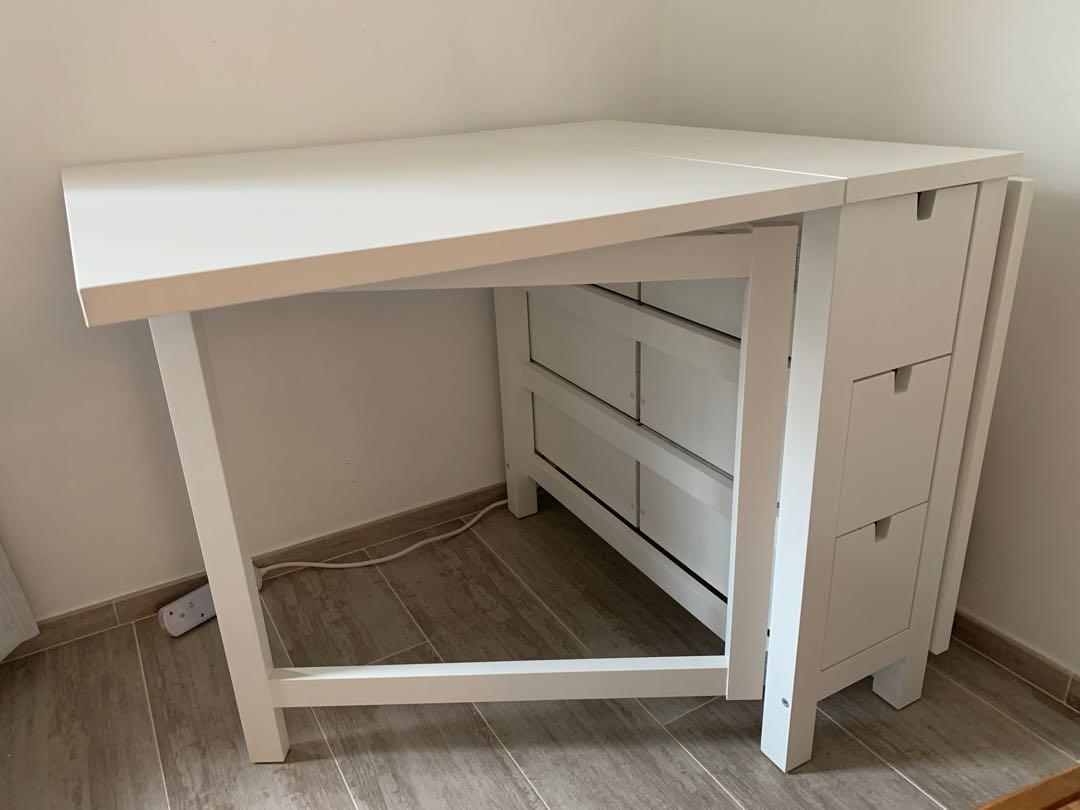 Folding dining table with drawers, 傢俬＆家居, 傢俬, 桌子 - Carousell