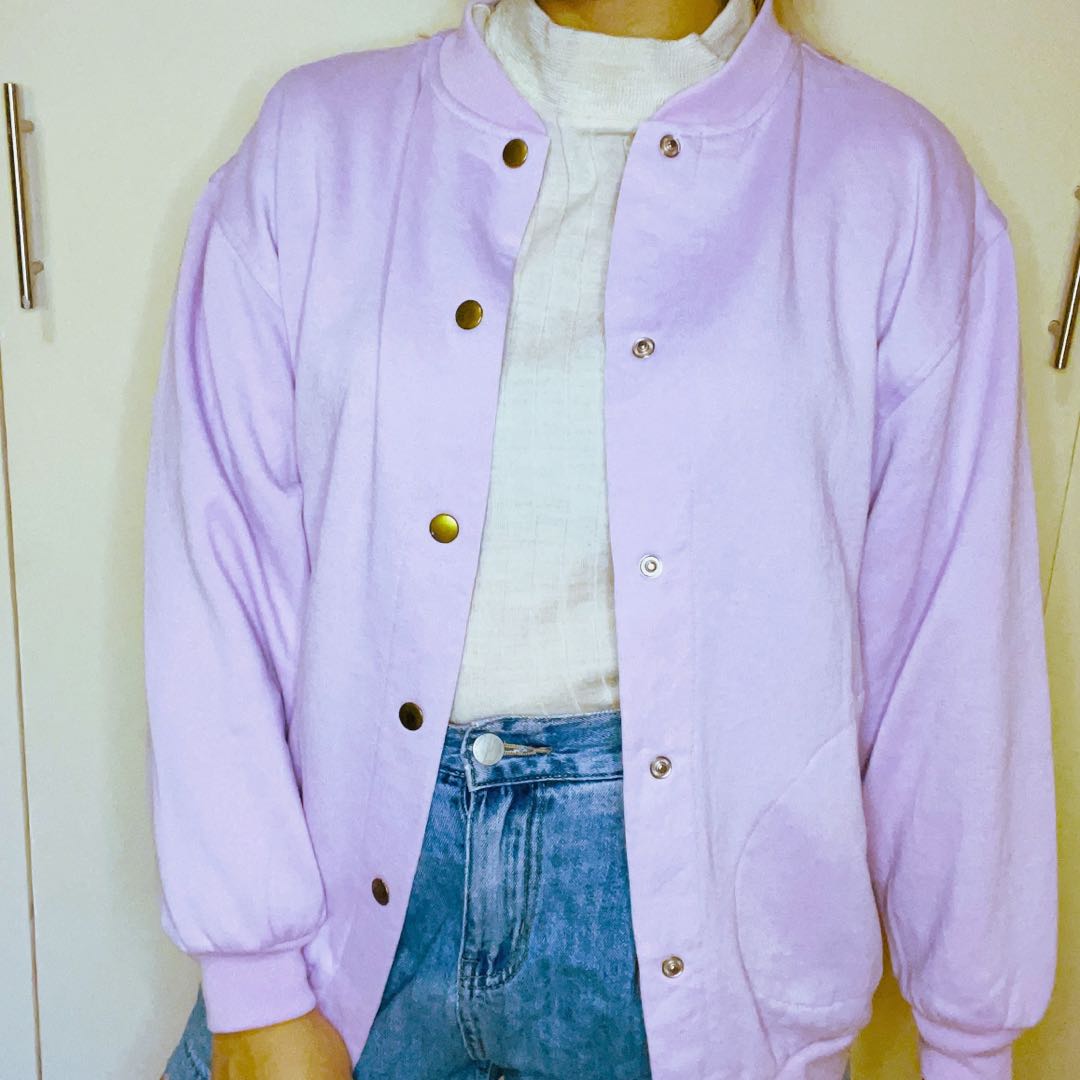 Lavender Varsity Jacket, Women's Fashion, Coats, Jackets and Outerwear ...