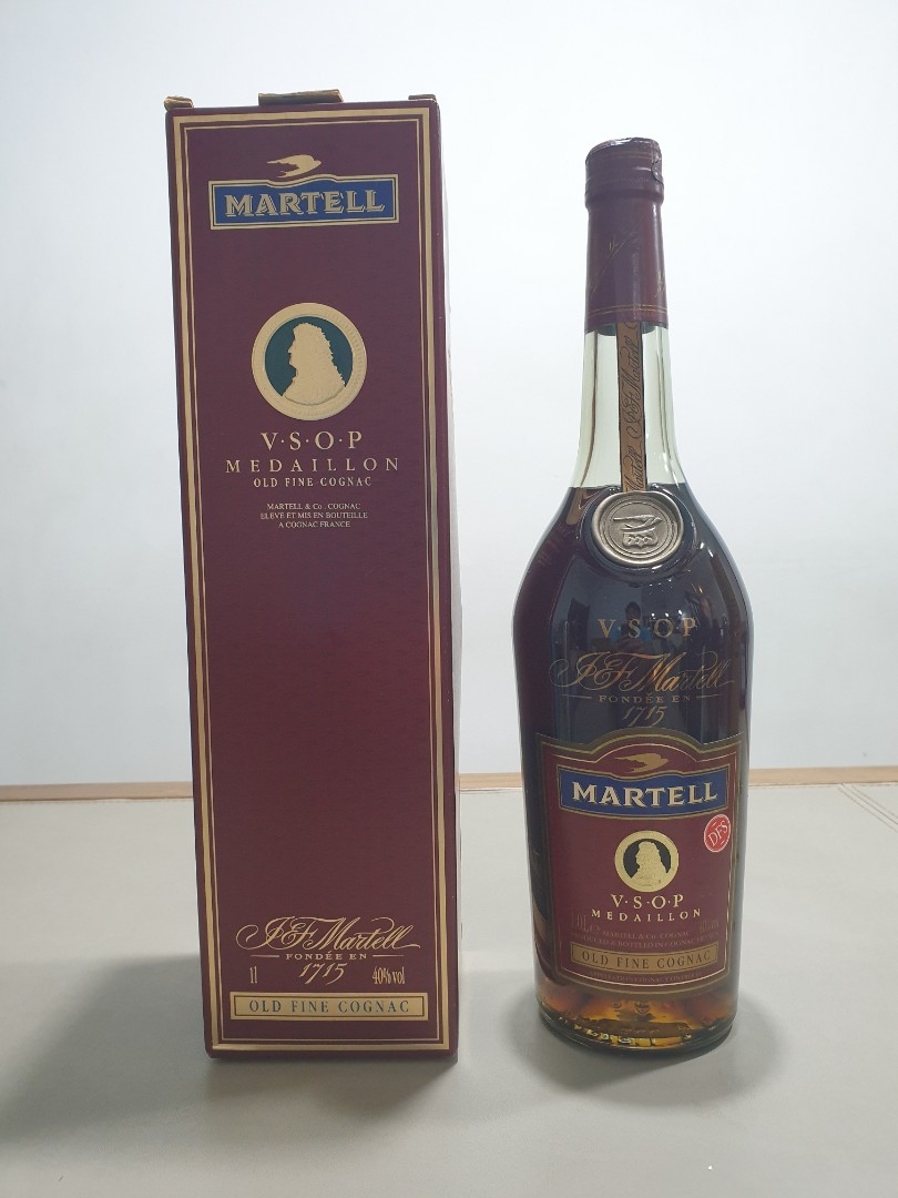 Rare 90s Martell V.S.O.P Medaillon Old Fine Cognac 1715 (1 Litre), Food & Drinks, Alcoholic ...