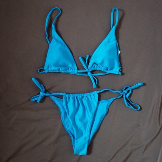 Metallic Blue string bikini, Women's Fashion, Swimwear, Bikinis ...