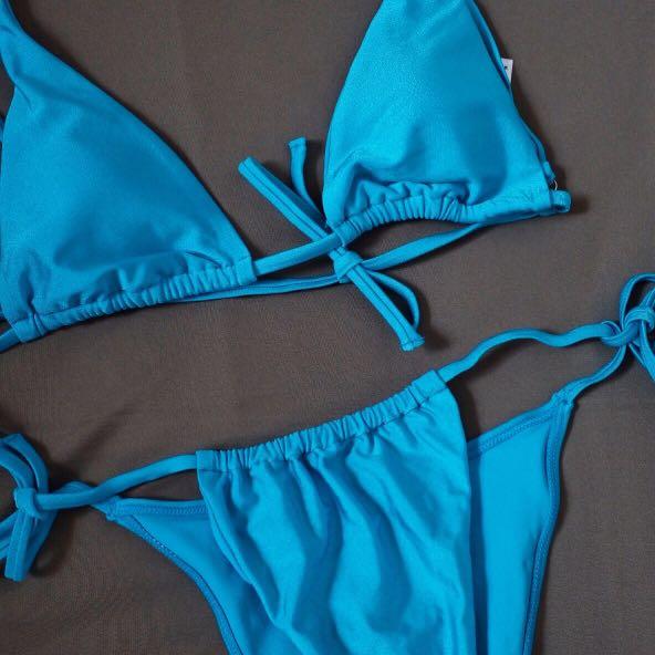 Metallic Blue string bikini, Women's Fashion, Swimwear, Bikinis ...