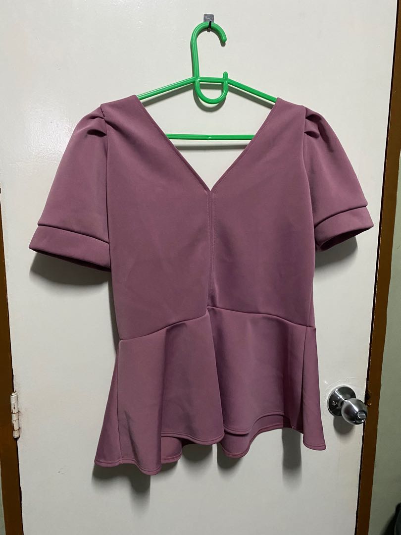 Purple Peplum Top, Women's Fashion, Tops, Others Tops on Carousell