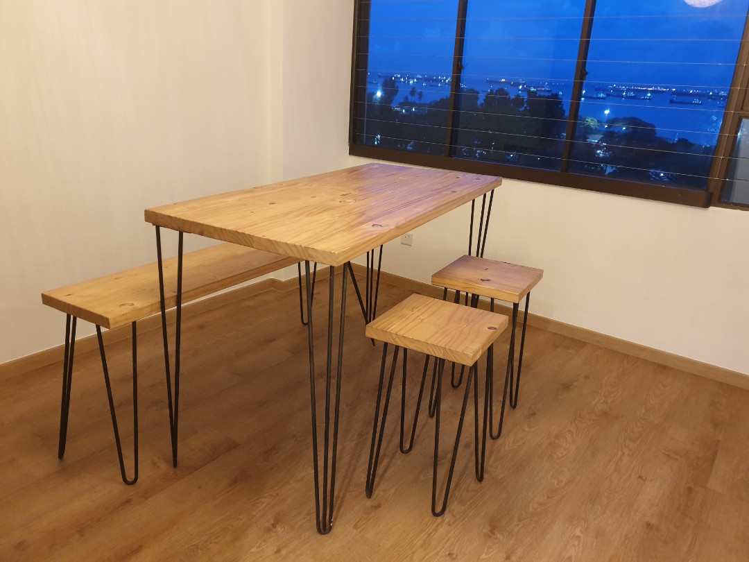 Solid Wood High Table (Industrial style), Furniture & Home Living ...