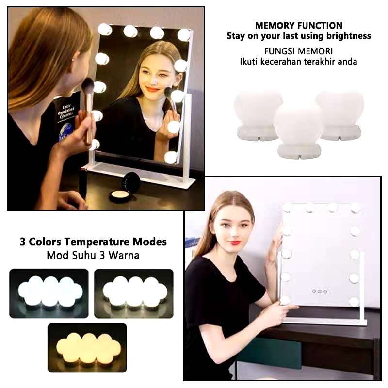 10 LEDs Bulb Hollywood Makeup Mirror Light Lamp Dimmable 3 Mode USB ...