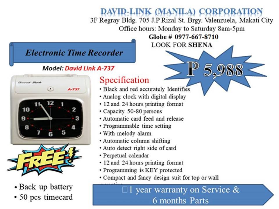 BUNDY CLOCK "DAVID LINK A-737", Computers & Tech, Office & Business ...