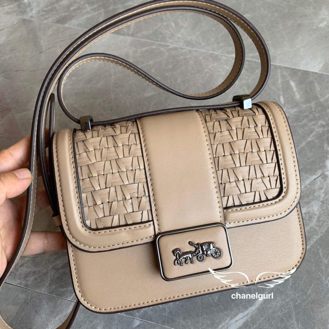 Coach Alie 18 with Weaving Milk tea colour, Women's Fashion, Bags ...