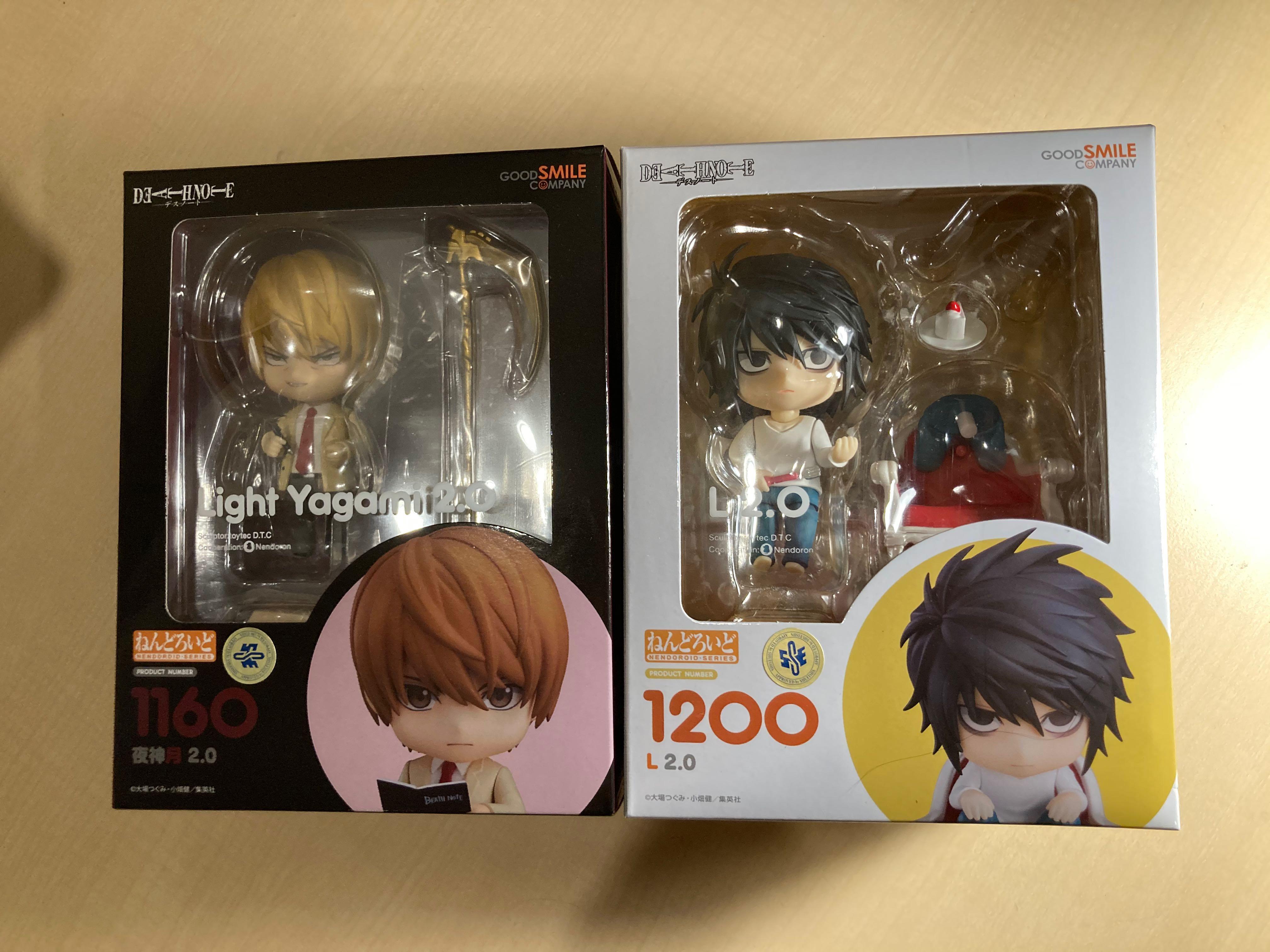 Death Note Nendoroid Set: Light Yagami #1160 and L 2.0 #1200, Hobbies ...