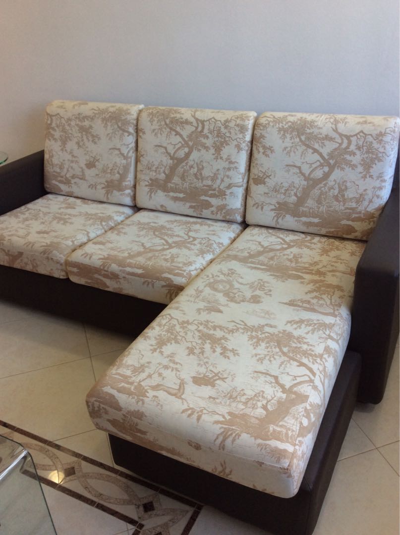 L-shape Sofa( moving out sale) , Furniture & Home Living, Furniture ...