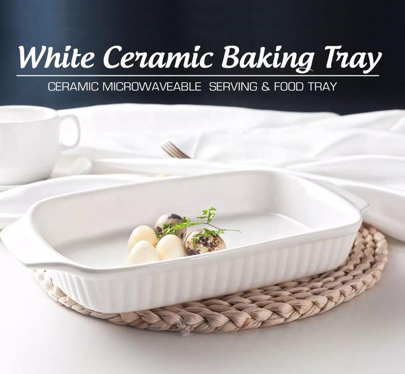 Porcelain White Baking Pan Ceramic Baking Tray Ceramic Serving and ...