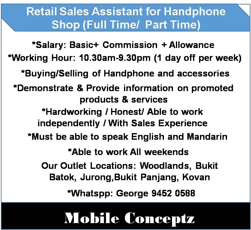Retail Sales Assistant for Handphone Shop on Carousell