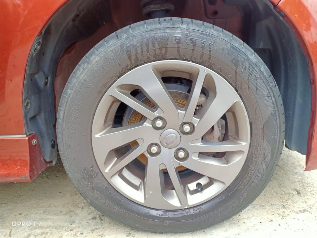 Rim 14 myvi oem + tayar 80%, Auto Accessories on Carousell