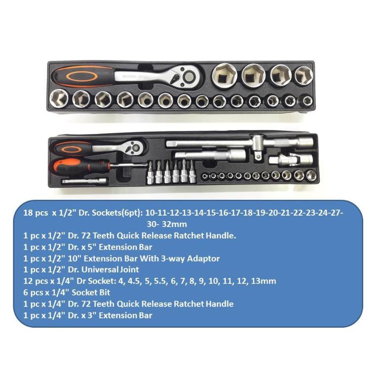 85 PCS Tool Set with Cantilever Metal Tool Box Set-5 Tier (85 Pcs x 1/4 ...