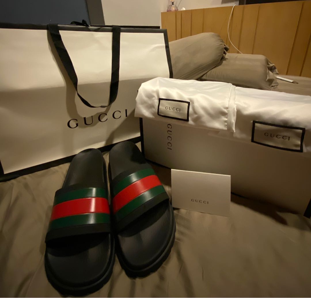 Gucci Web Slides, Men's Fashion, Footwear, Flipflops and Slides on ...