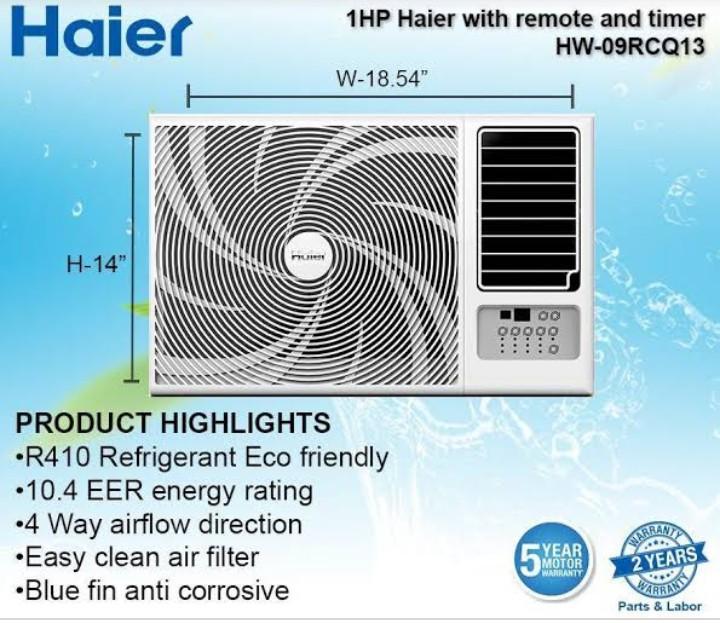 haier 1hp window type Invertergrade, TV & Home Appliances, Air ...