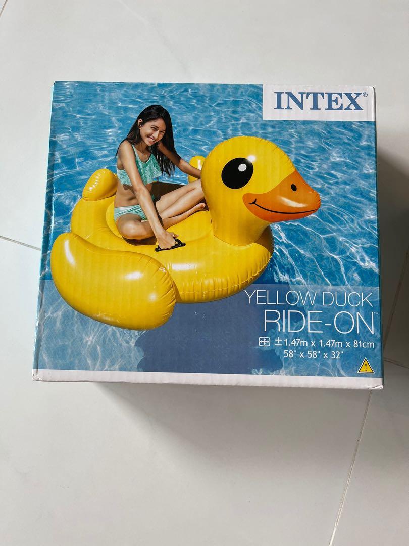 Intex Yellow Duck Ride-on Float + Pump , Babies & Kids, Infant Playtime ...
