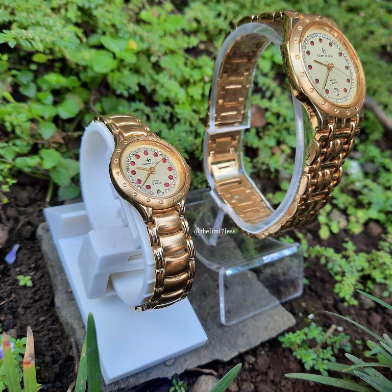 Jam tangan Luarent Diior swiss quartz couple 23K gold plated dengan original accessories dan box ...