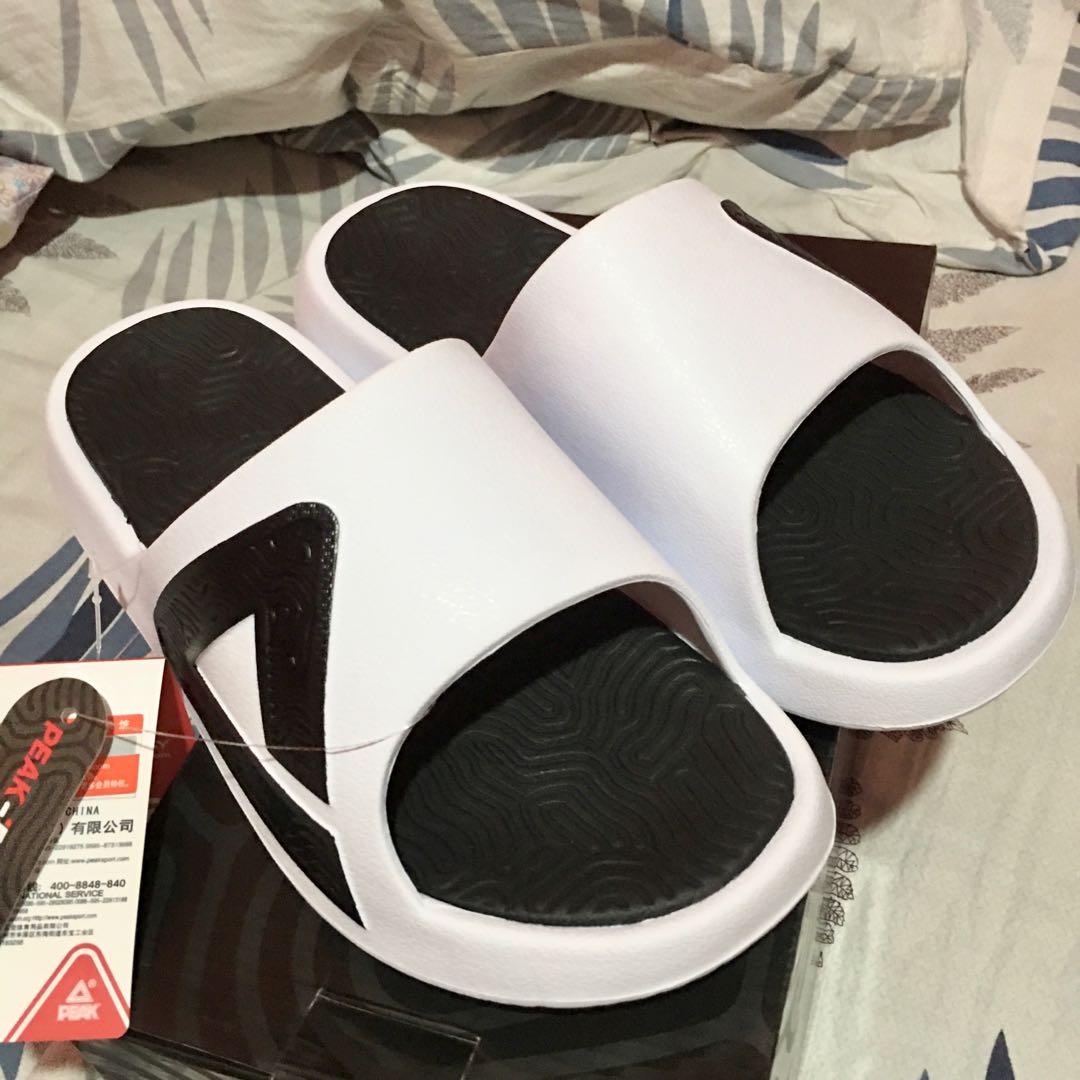 Peak Men’s Taichi Cushioned Sports Slides - White/Black, Men's Fashion ...