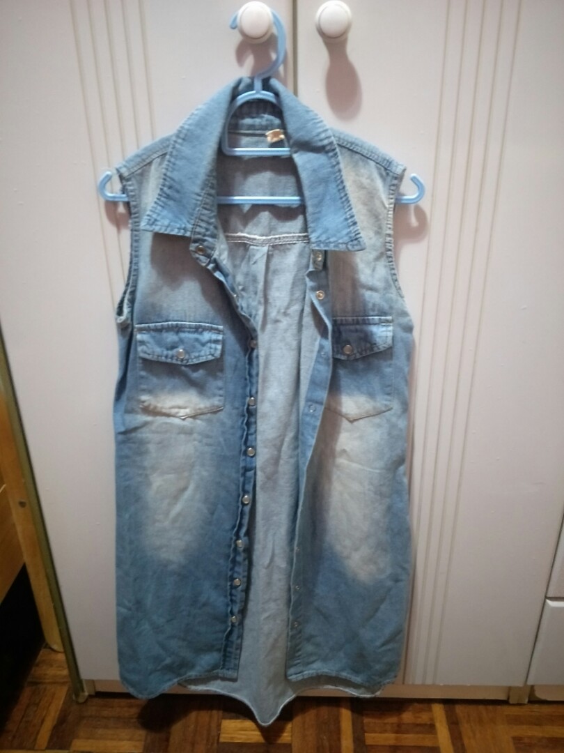 #ILuvPosLaju Sleveless Denim Dress Jacket, Women's Fashion, Coats ...