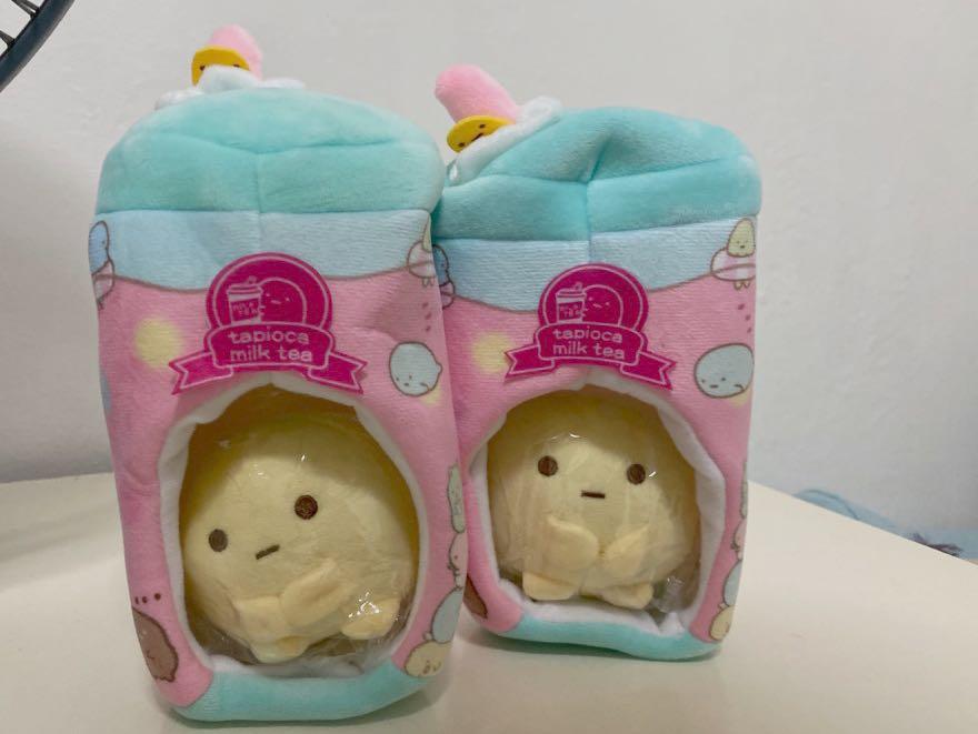 Sumikko gurashi tapioca milk tea bottle and leftover tapioca pearls, 1 ...