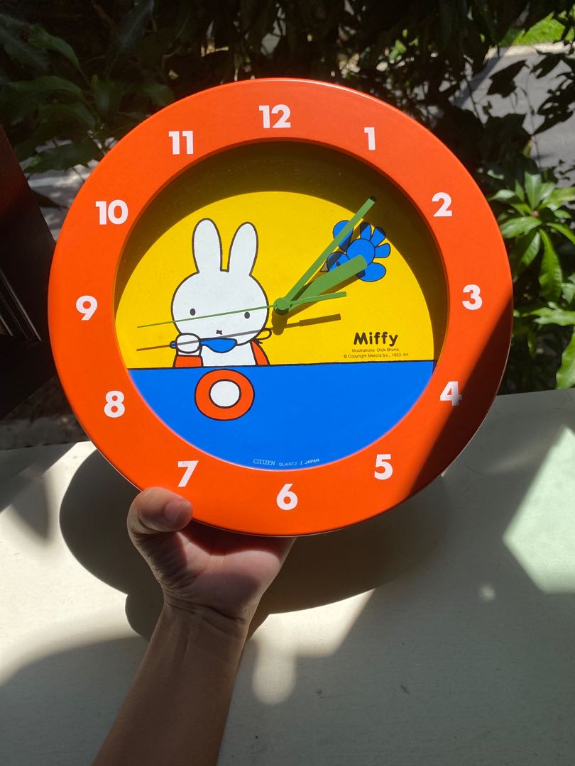 Vintage Miffy Orange Rim Wall Clock (Citizen brand), Furniture & Home ...