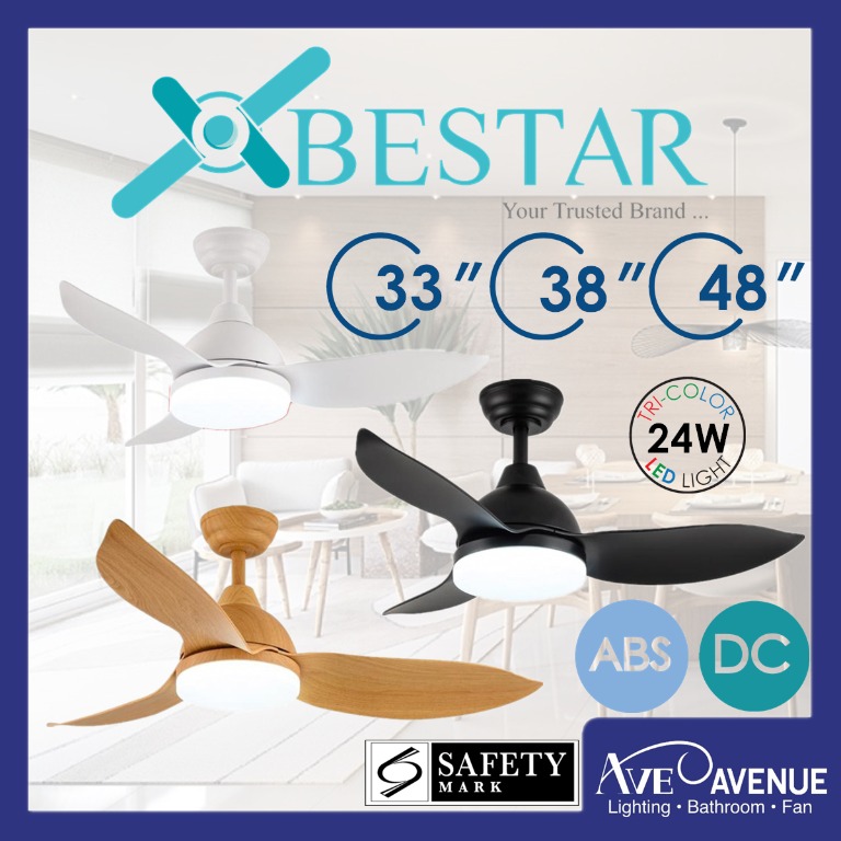 BESTAR RAPTOR DC Motor 3 Blade Ceiling Fan with 3 Tone LED Light Kit ...