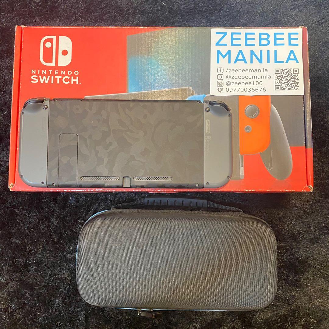 Nintendo Switch V2 Grey Joycons with console skin, Video Gaming, Video ...