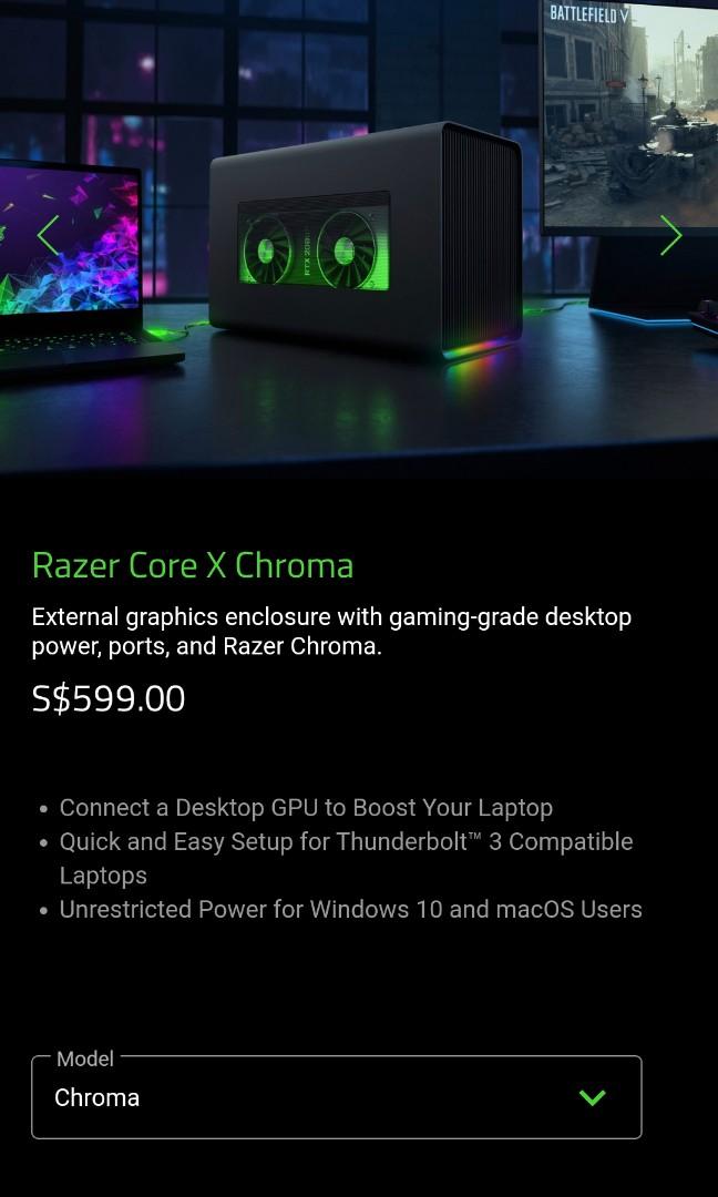Razor Core X Chroma eGPU, Computers & Tech, Parts & Accessories ...