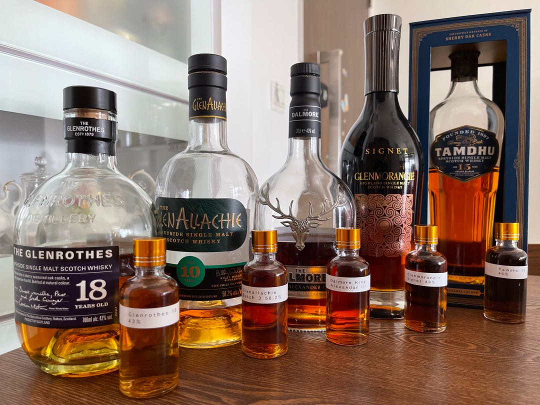 Whisky sample dram Glendronach Macallan Yamazaki Hakushu Balvenie, Food ...