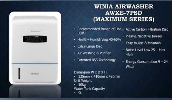 WINIA Airwasher AWXE-7PSD (Maximum series), TV & Home Appliances, Air ...