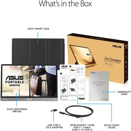 ASUS ZenScreen MB14AC 14" 16:9 Full HD Portable IPS Monitor, Computers ...