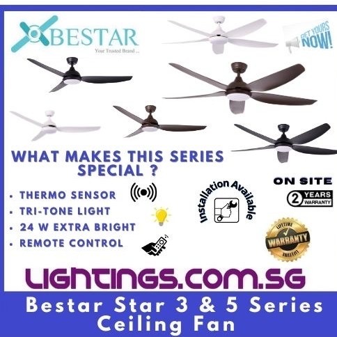 BESTAR STAR 3 / 5 SERIES WIFI Smart DC CEILING FAN 24W LED, Furniture ...