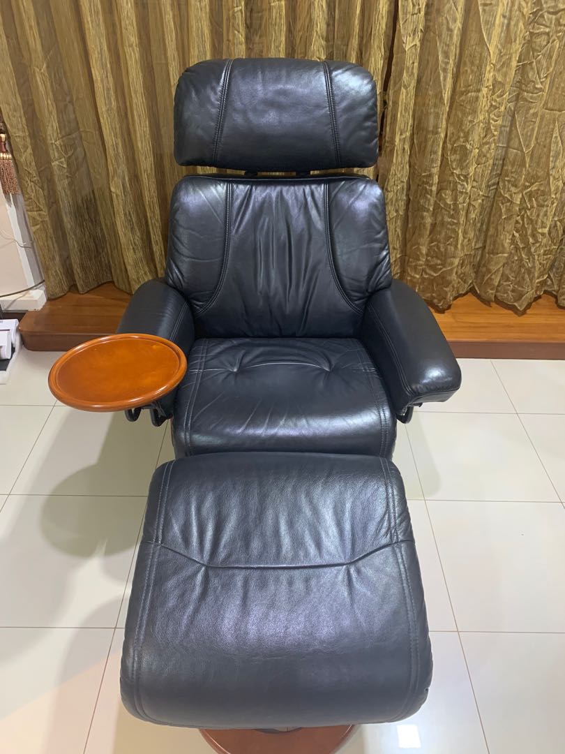 Black Recliner w/ Side Table, Furniture & Home Living, Furniture ...